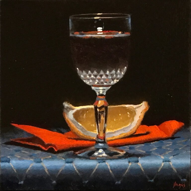 Aperitif Glass, Lemon Slice, Red Napkin – Jeffrey Hayes